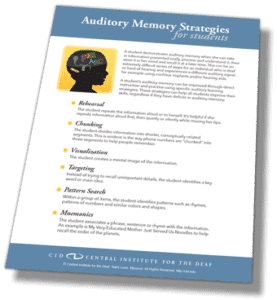 Auditory Memory Strategies for Students | CID Free Download